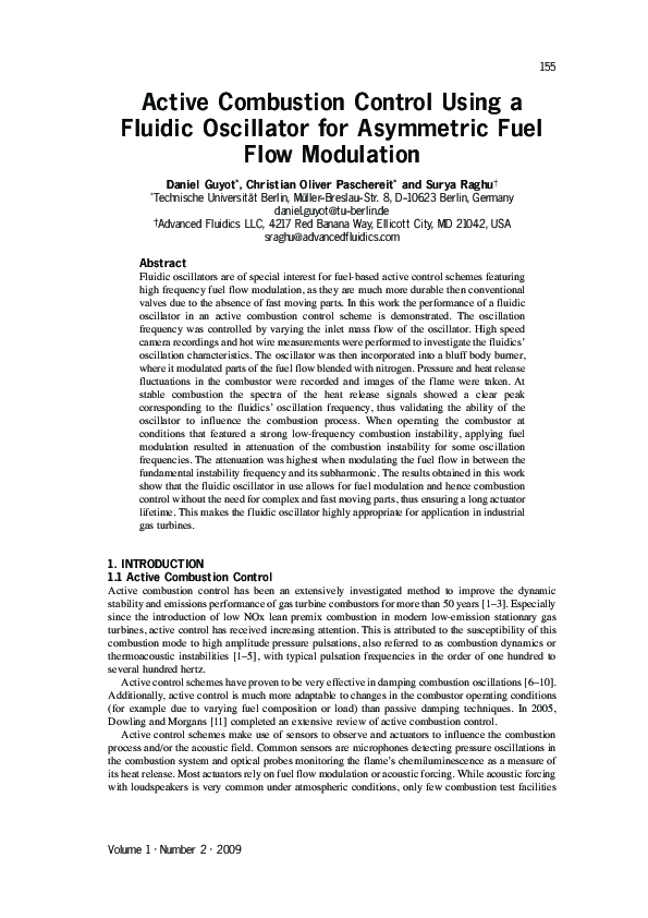 (PDF) Active Combustion Control Using a Fluidic Oscillator for Asymmetric Fuel Flow Modulation