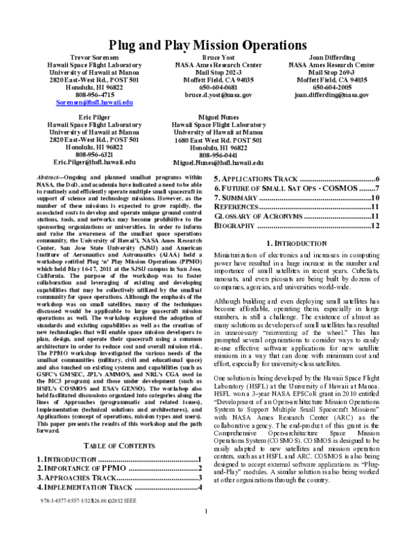 (PDF) Plug and Play Mission Operations