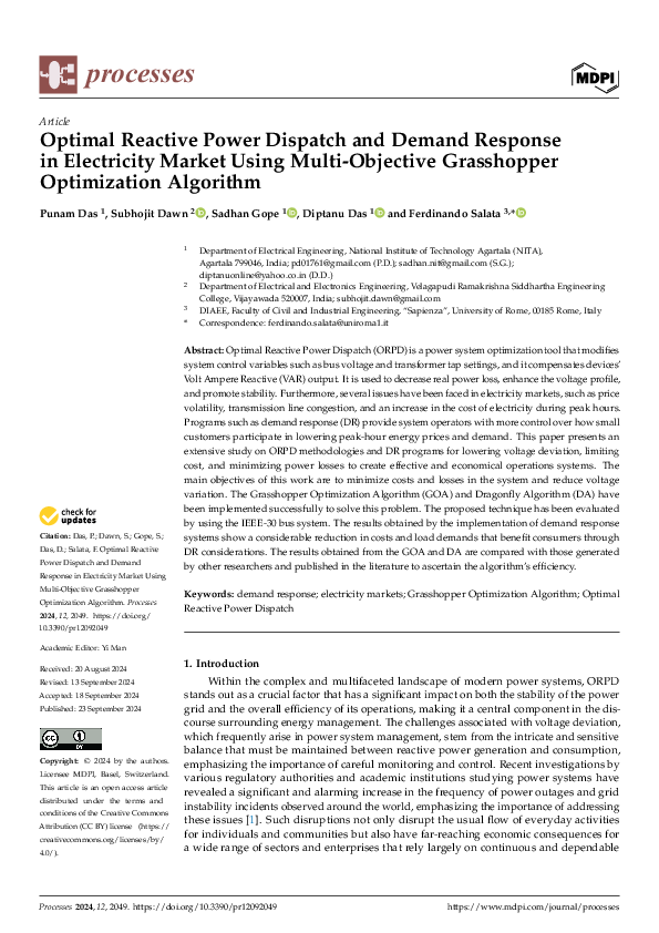 (PDF) Optimal Reactive Power Dispatch and Demand Response in Electricity Market Using Multi ...