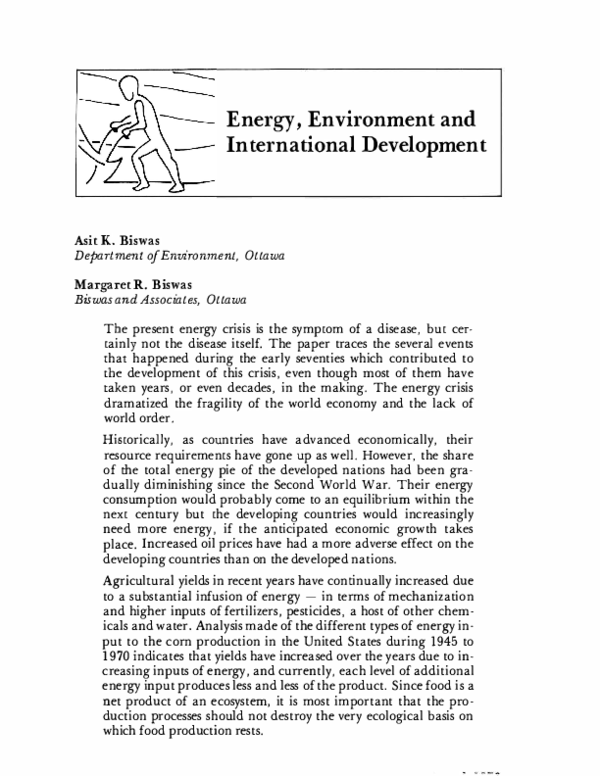 (PDF) Energy, Environment and International Development