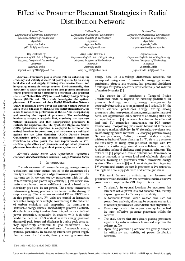 (PDF) Effective Prosumer Placement Strategies in Radial Distribution ...