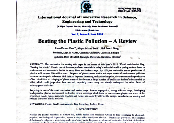 (PDF) Beating the plastic Pollution- A Review