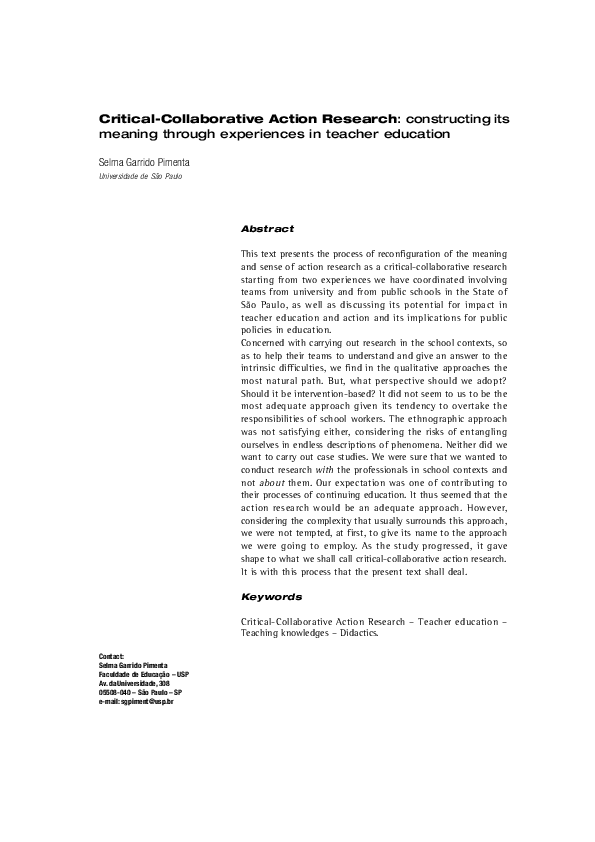 (PDF) Critical-collaborative action research