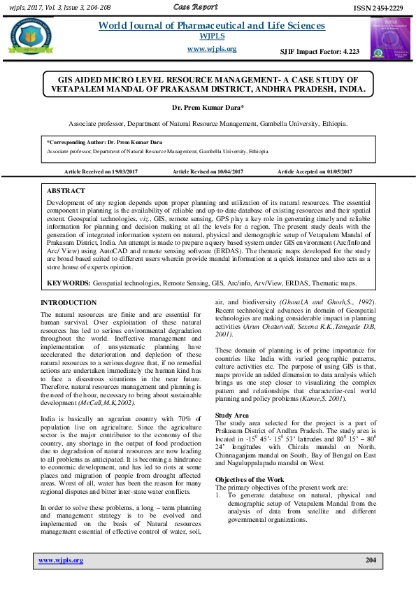 (PDF) GIS AIDED MICRO LEVEL RESOURCE MANAGEMENT-A CASE STUDY OF ...