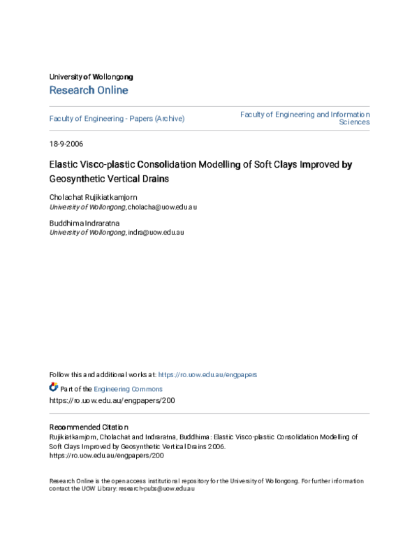 (PDF) Elastic Visco-plastic Consolidation Modelling of Soft Clays Improved by Geosynthetic ...