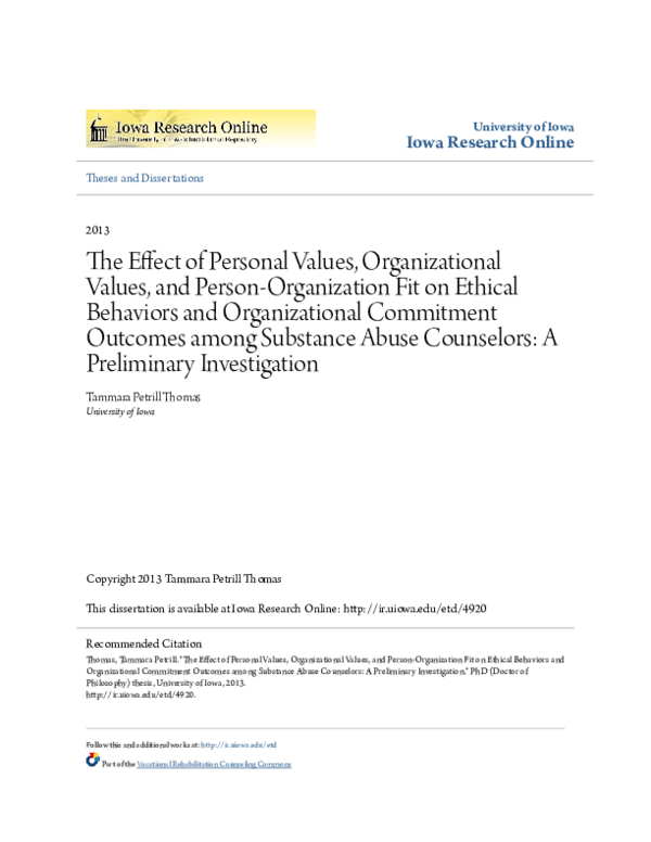 (PDF) The Effect of Personal Values, Organizational Values, and Person ...
