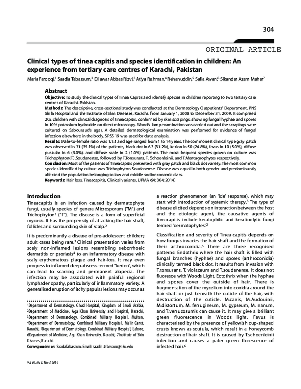 (PDF) Clinical types of tinea capitis and species identification in ...