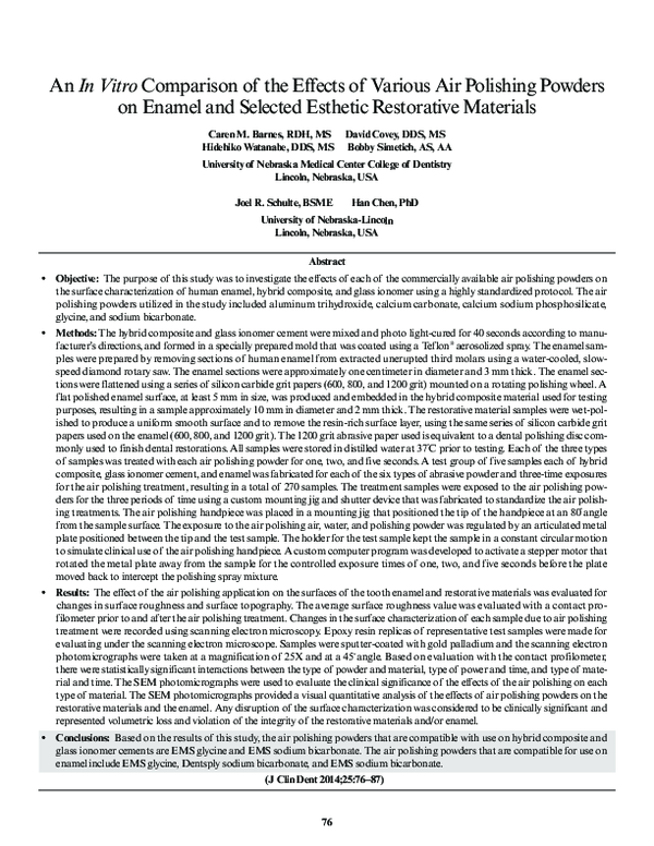 (PDF) An in vitro comparison of the effects of various air polishing ...