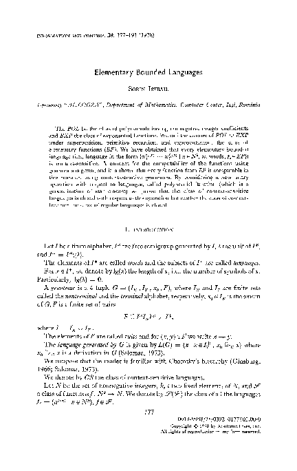 (PDF) Elementary bounded languages