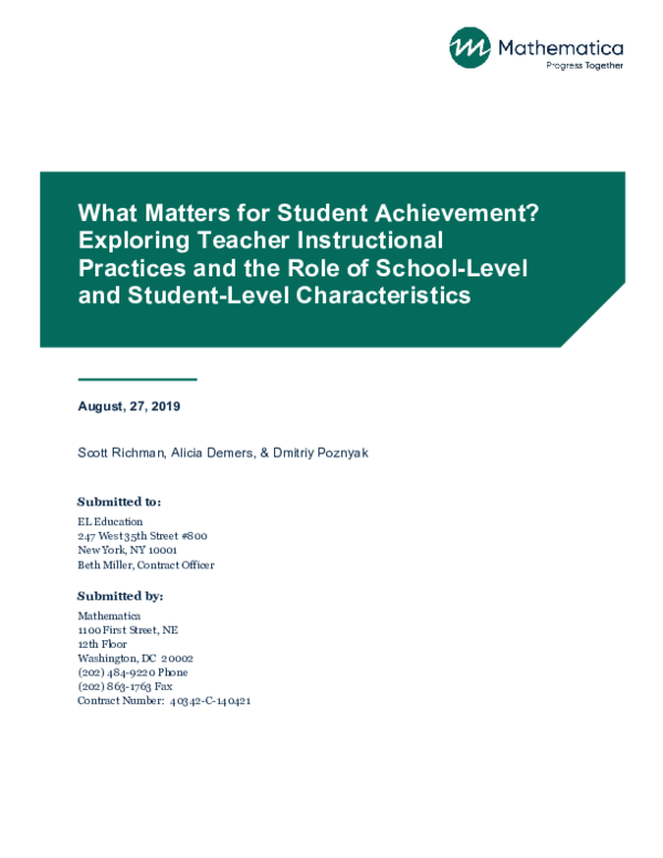 (PDF) What Matters for Student Achievement? Exploring Teacher ...