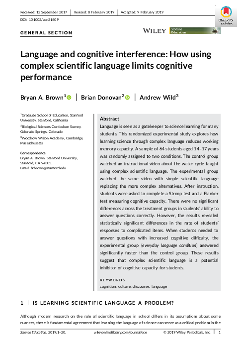 (PDF) Language and cognitive interference: How using complex scientific ...