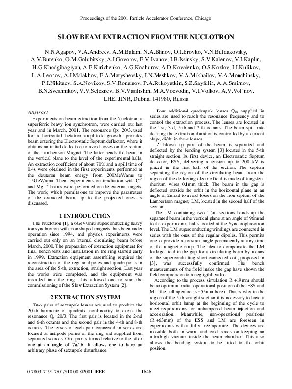 (PDF) Slow beam extraction from the Nuclotron