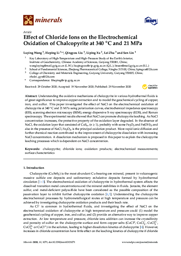 (PDF) Effect of Chloride Ions on the Electrochemical Oxidation of ...