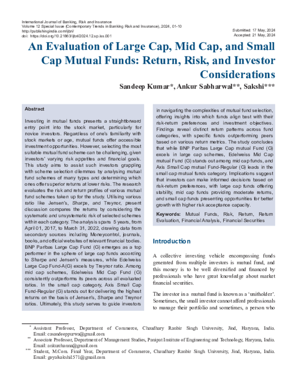 (PDF) An Evaluation of Large Cap, Mid Cap, and Small Cap Mutual Funds ...