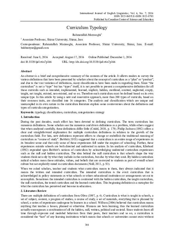 (PDF) Curriculum Typology