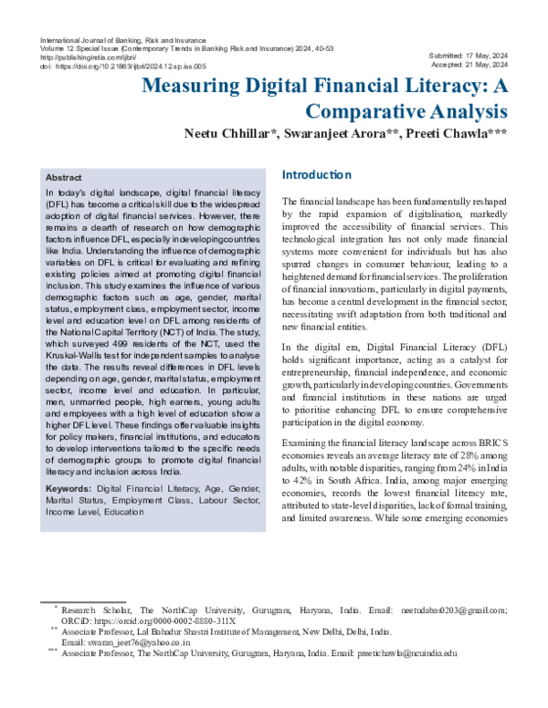 (PDF) Measuring Digital Financial Literacy: A Comparative Analysis