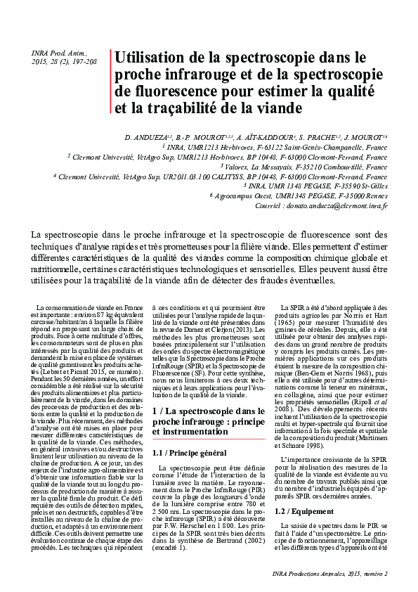 (PDF) Utilisation de la spectroscopie dans le proche infrarouge et de ...