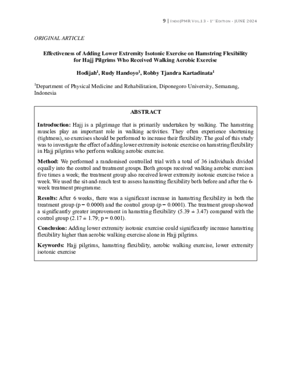 (PDF) Effectiveness of Adding Lower Extremity Isotonic Exercise on ...