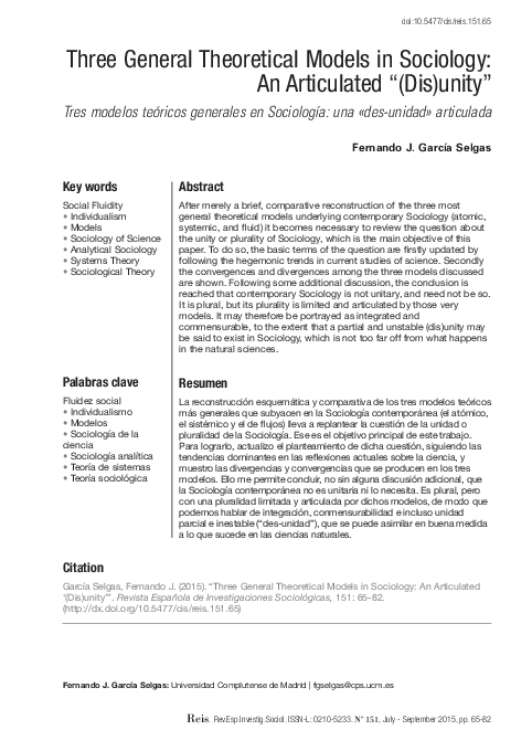 (PDF) Three General Theoretical Models in Sociology: An Articulated ...