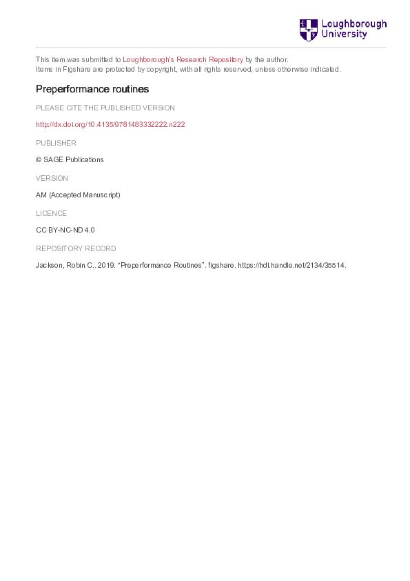 (PDF) Pre-Performance Routines