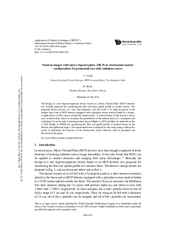 (PDF) Neutron imager with micro channel plates (MCP) in electrostatic ...