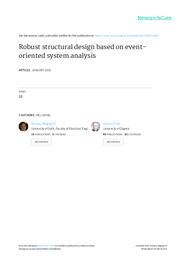 (PDF) Robust structural design based on event-oriented system analysis