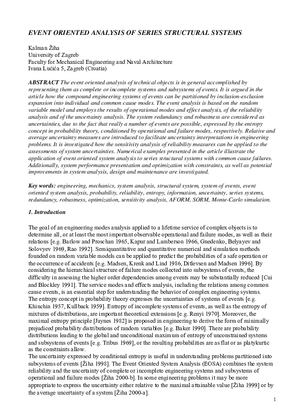 (PDF) Event oriented analysis of series structural systems