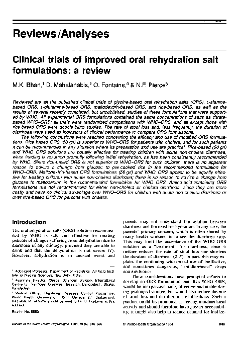 (PDF) Clinical trials of improved oral rehydration salt formulations: a ...