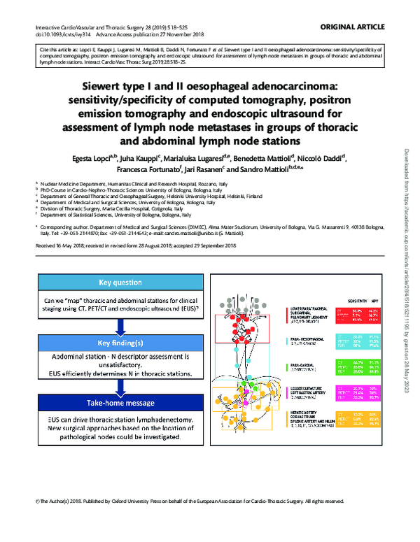 (PDF) Siewert type I and II oesophageal adenocarcinoma: sensitivity ...
