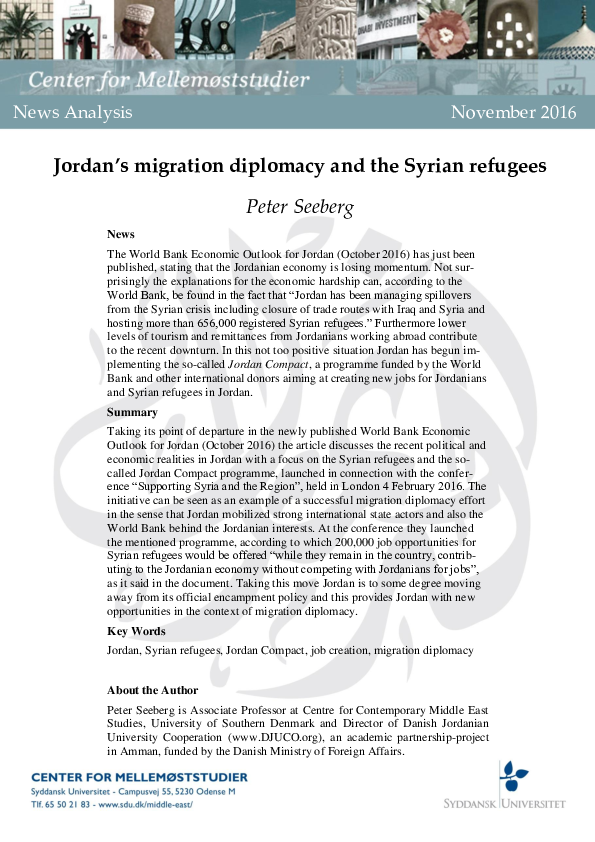 (PDF) Jordan’s migration diplomacy and the Syrian refugees