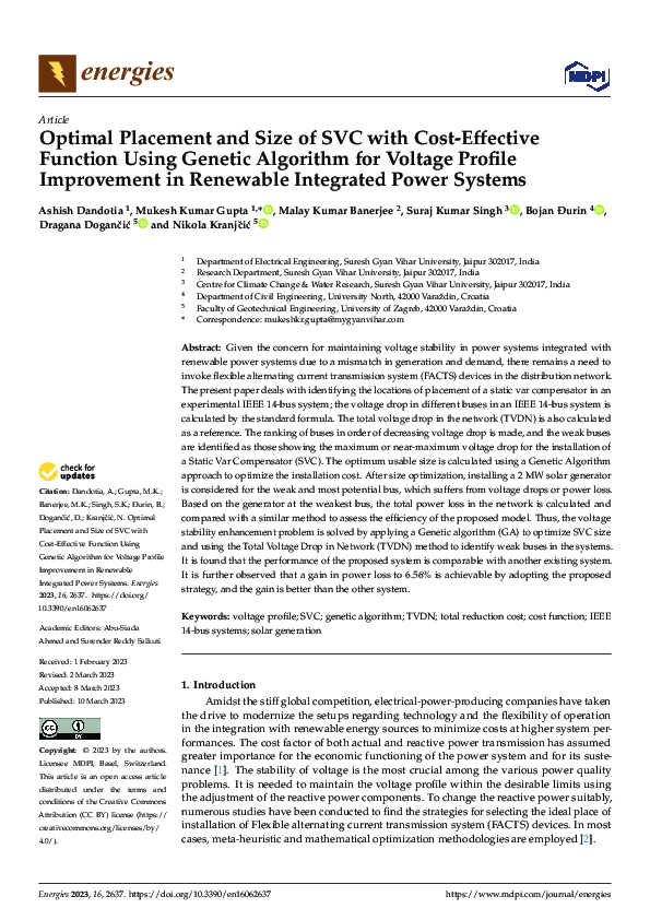 (PDF) Optimal Placement and Size of SVC with Cost-Effective Function ...