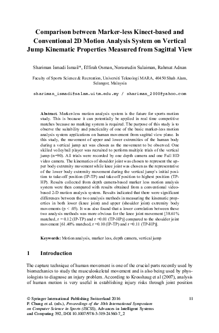(PDF) Comparison between Marker-less Kinect-based and Conventional 2D ...