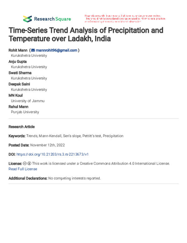 (PDF) Time-Series Trend Analysis of Precipitation and Temperature over ...