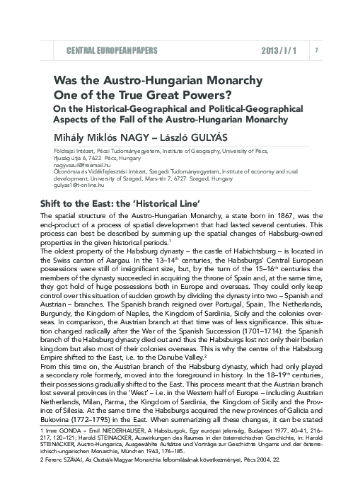 (PDF) Was the Austro-Hungarian Monarchy One of the True Great Powers ...