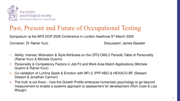 (PDF) BPS DOP Conference 2025 Symposium - Past, Present and Future of ...