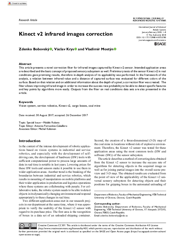 (PDF) Kinect v2 infrared images correction