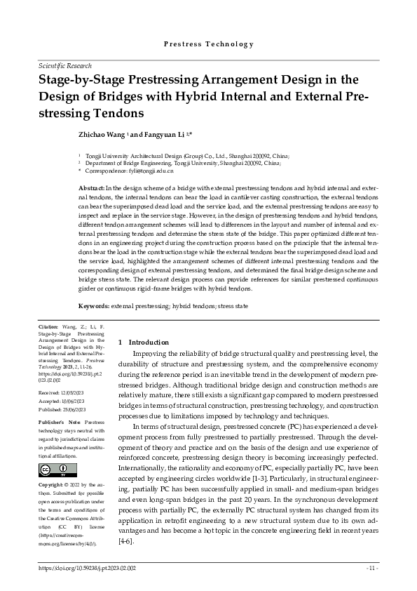 (PDF) Stage-by-Stage Prestressing Arrangement Design in the Design of ...