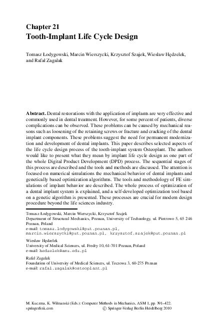 Tooth-Implant Life Cycle Design