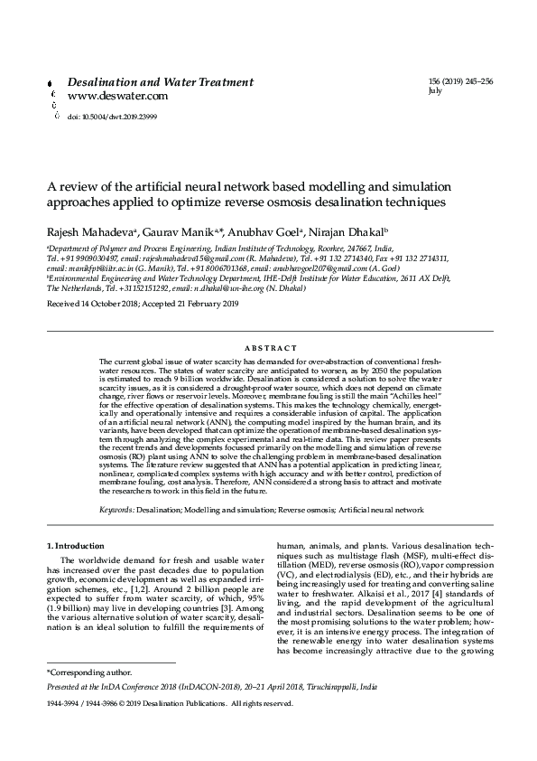 (PDF) A review of the artificial neural network based modelling and simulation approaches ...
