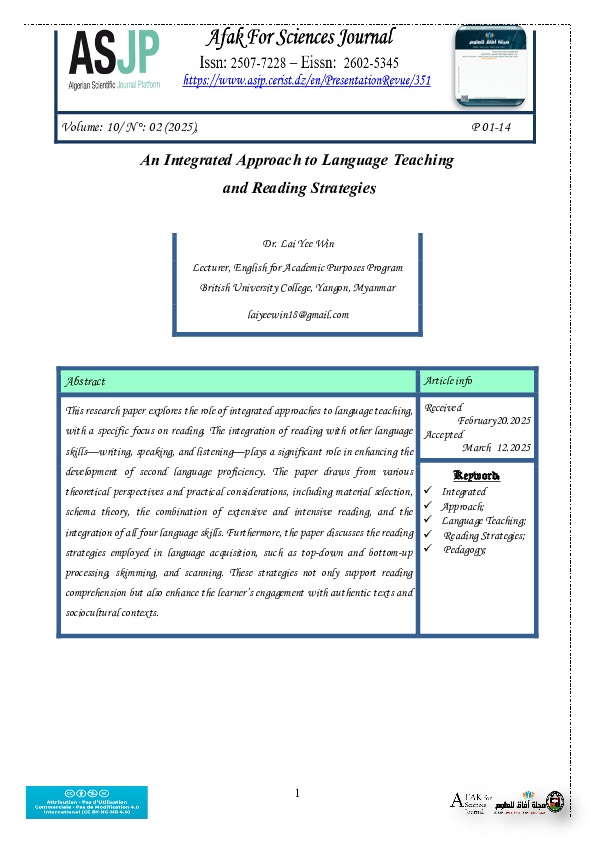 (PDF) An Integrated Approach to Language Teaching and Reading Strategies
