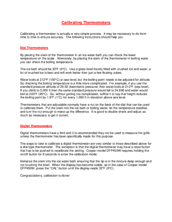 (PDF) Calibrating Thermometers