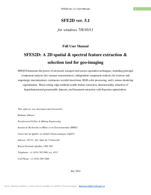 Pdf Sfes2d A 2d Spatial And Spectral Feature Extraction And Selection