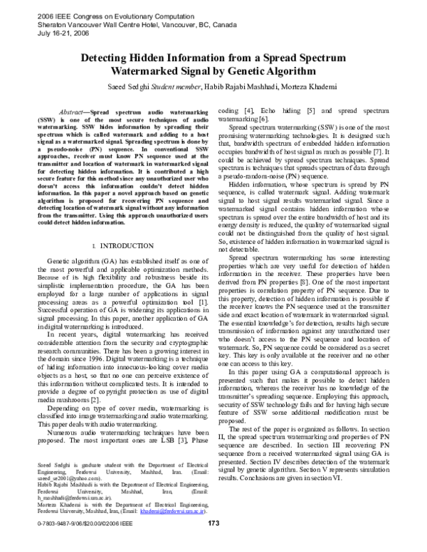 (PDF) Detecting Hidden Information from a Spread Spectrum Watermarked ...