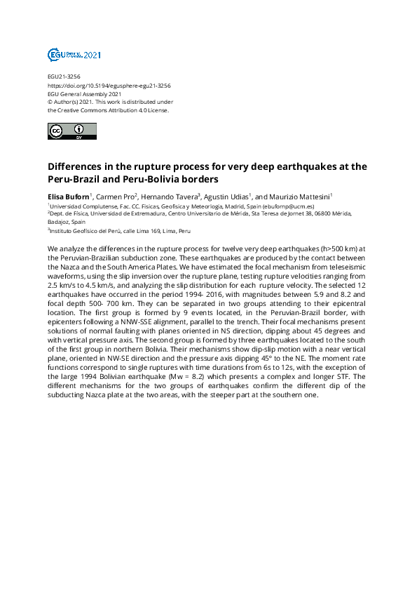 (PDF) Differences in the rupture process for very deep earthquakes at ...