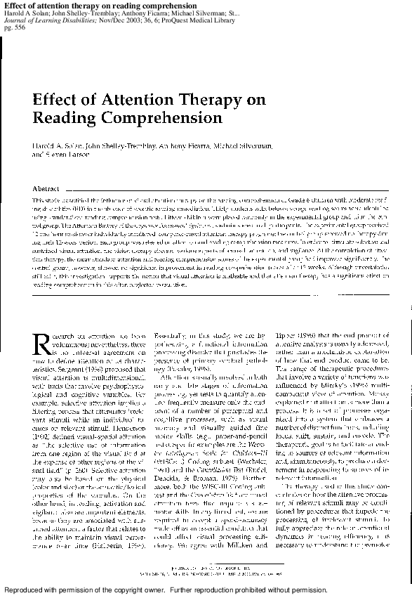 (PDF) Effect of Attention Therapy on Reading Comprehension