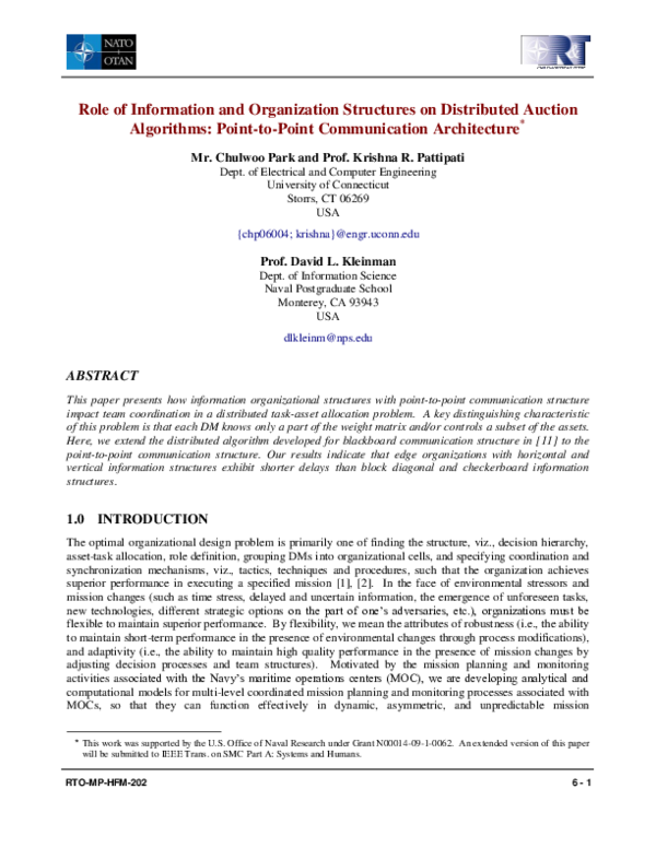 (PDF) Role of Information and Organization Structures on Distributed ...