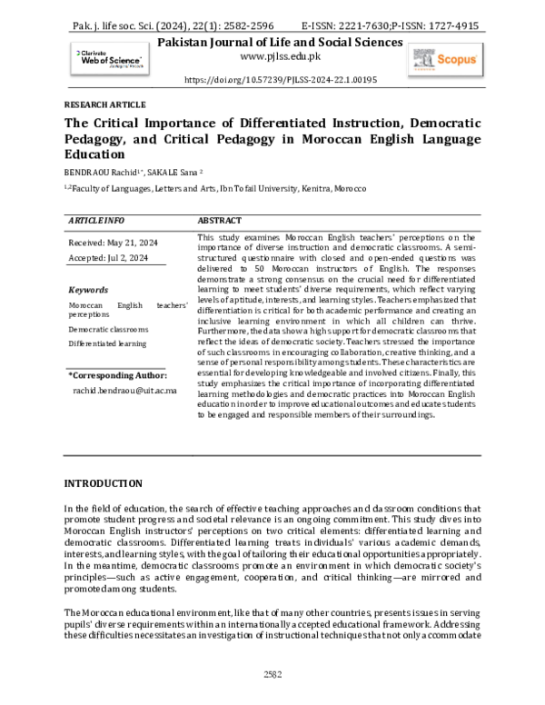 (PDF) The Critical Importance of Differentiated Instruction, Democratic Pedagogy, and Critical ...