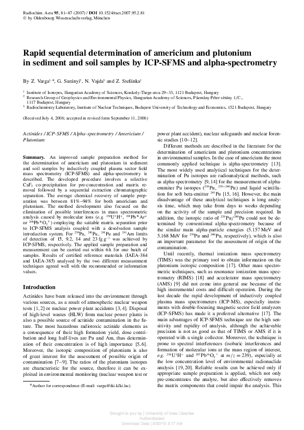 (PDF) Rapid sequential determination of americium and plutonium in ...
