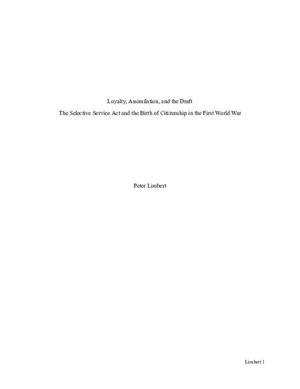 (PDF) Loyalty, Assimilation, and the Draft The Selective Service Act ...