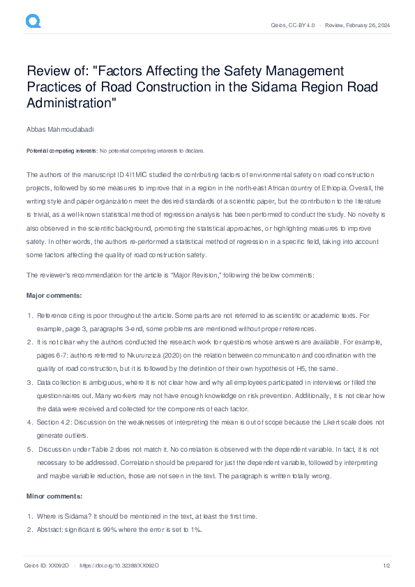 (PDF) Review of: "Factors Affecting the Safety Management Practices of ...